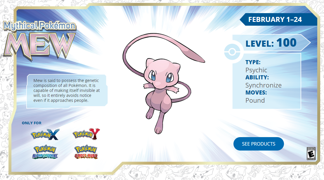 #Pokémon20 – Re-Distribuição Mew [Nintendo Network] – PokéCenter Blog